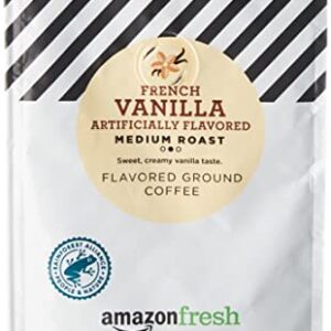 AmazonFresh French Vanilla Flavored Coffee, Ground, Medium Roast, 12 Ounce