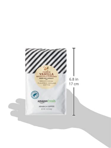 AmazonFresh French Vanilla Flavored Coffee, Ground, Medium Roast, 12 Ounce