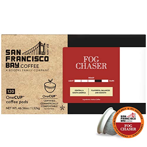 San Francisco Bay Compostable Coffee Pods - Fog Chaser (120 Ct) K Cup Compatible including Keurig 2.0, Medium Dark Roast