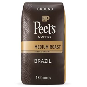 peet’s coffee, medium roast ground coffee – single origin brazil 18 ounce bag