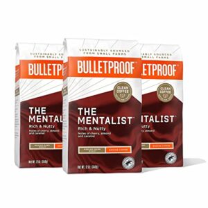 bulletproof the mentalist medium-dark roast ground coffee, 12 ounces (pack of 3), 100% arabica coffee sourced from guatemala, colombia & el salvador