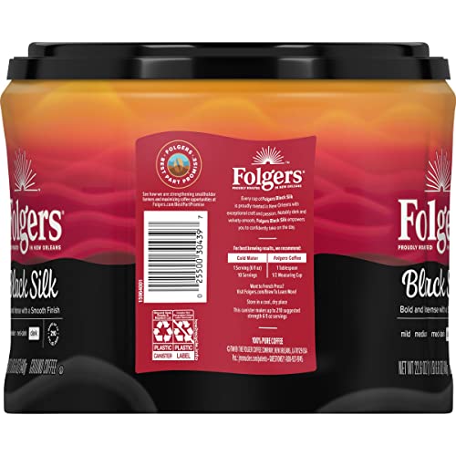 Folgers Black Silk Dark Roast Coffee, 22.6 Ounces (Pack of 6)