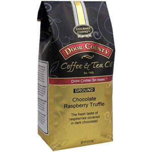 door county coffee – chocolate raspberry truffle, chocolate raspberry truffle flavored ground coffee – medium roast, 10 oz bag