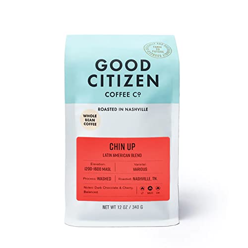 Good Citizen Coffee Co. Chin Up Whole Bean Coffee, Medium-Roast Coffee Blend, 12 Ounces, 340 Grams