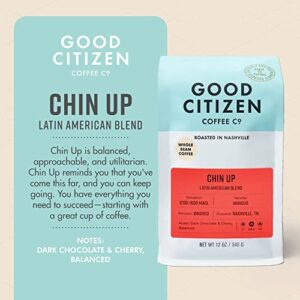 Good Citizen Coffee Co. Chin Up Whole Bean Coffee, Medium-Roast Coffee Blend, 12 Ounces, 340 Grams