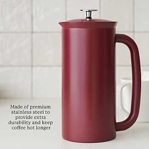 ESPRO P7 French Press - Double Walled Stainless Steel Insulated Coffee and Tea Maker (Cranberry, 32 Ounce)