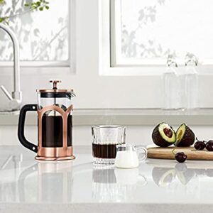 Veken French Press Coffee & Tea Maker, 304 Stainless Steel Heat Resistant Borosilicate Glass Coffee Press, Durable Easy Clean 100% BPA Free, 21oz, Copper