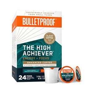 bulletproof the high achiever pods, 24 count, medium-dark roast enhanced coffee