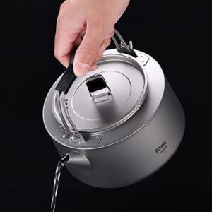 ATiAP Titanium Kettle Coffee Tea Pot 0.6L/ 1L with Mesh Bag Portable for Outdoor Camping (Ta9082-1L)