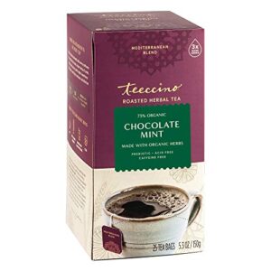 Teeccino Chocolate Lover’s Tea Variety Pack – Dark chocolate, Chocolate, Chocolate Mint – Roasted Herbal Tea That’s Caffeine Free & Prebiotic for Natural Energy, 25 Tea Bags (Pack of 3)