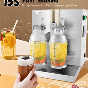 Moonshan Automatic Milk Tea Shaker Machine 360° for Bubble Tea Boba Tea Electric Milk Tea Shaking Machine Juice Coffee Milk Wine Cocktail Double Cup 350ml-750ml with PC Cups