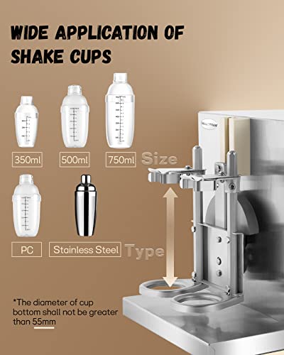 Moonshan Automatic Milk Tea Shaker Machine 360° for Bubble Tea Boba Tea Electric Milk Tea Shaking Machine Juice Coffee Milk Wine Cocktail Double Cup 350ml-750ml with PC Cups