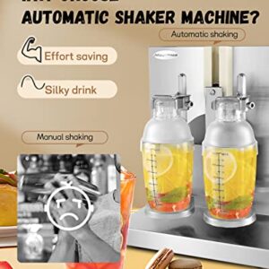 Moonshan Automatic Milk Tea Shaker Machine 360° for Bubble Tea Boba Tea Electric Milk Tea Shaking Machine Juice Coffee Milk Wine Cocktail Double Cup 350ml-750ml with PC Cups