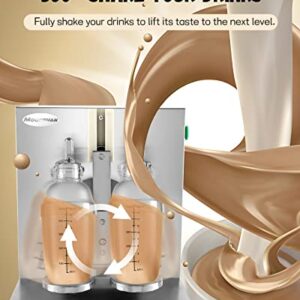 Moonshan Automatic Milk Tea Shaker Machine 360° for Bubble Tea Boba Tea Electric Milk Tea Shaking Machine Juice Coffee Milk Wine Cocktail Double Cup 350ml-750ml with PC Cups