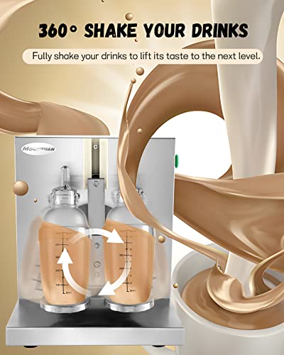 Moonshan Automatic Milk Tea Shaker Machine 360° for Bubble Tea Boba Tea Electric Milk Tea Shaking Machine Juice Coffee Milk Wine Cocktail Double Cup 350ml-750ml with PC Cups