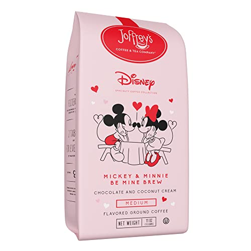 Joffrey's Coffee - Disney Mickey & Minnie Be Mine Brew, Disney Specialty Coffee Collection, Medium Roast, Arabica Beans, Chocolate & Coconut Cream Flavor, Brew or French Press (Ground, 11 oz)