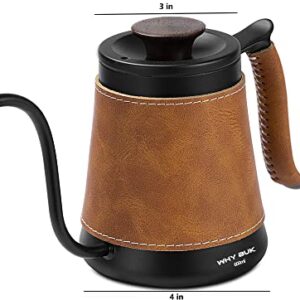 WHYBUK Pour Over Coffee Gooseneck Kettle,Long Narrow Small Drip Coffee Maker Tea Pot is Made of Thickened Stainless Steel,Fashion Leather Insulation and does not Burn (600ml/20oz white)