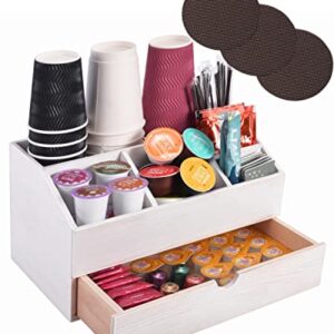 Honizer Coffee Station Organizer with Coffee Pod Drawer, Wooden Coffee Bar Organizer for Countertop, Tea Bag Organizer, Coffee Bar Accessories