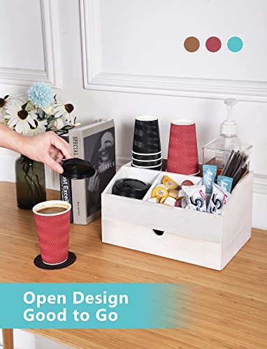 Honizer Coffee Station Organizer with Coffee Pod Drawer, Wooden Coffee Bar Organizer for Countertop, Tea Bag Organizer, Coffee Bar Accessories