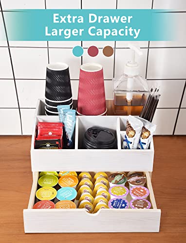 Honizer Coffee Station Organizer with Coffee Pod Drawer, Wooden Coffee Bar Organizer for Countertop, Tea Bag Organizer, Coffee Bar Accessories