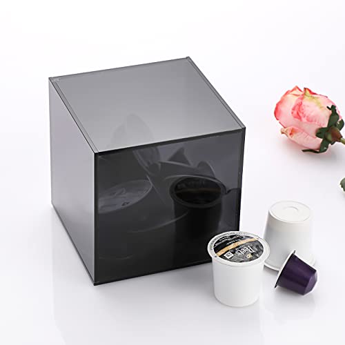 ELLDOO Coffee Pod Holder with Lid for Nespresso Capsules Vertuoline OriginalLine, Clear Black Acrylic Dispenser,Tea Bag Organizer Sugar Storage Holder Coffee Bar Accessoriesx, Small