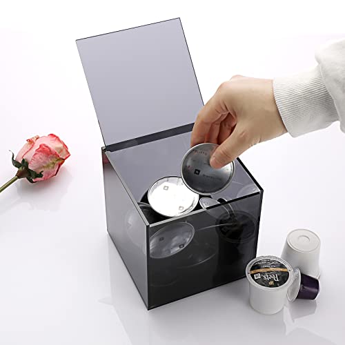 ELLDOO Coffee Pod Holder with Lid for Nespresso Capsules Vertuoline OriginalLine, Clear Black Acrylic Dispenser,Tea Bag Organizer Sugar Storage Holder Coffee Bar Accessoriesx, Small