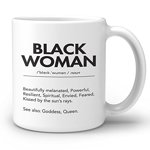 OGILRE Black Woman Definition Inspirational Quotes Girl Ceramic Double Side Printed Mug Cup,Modern African American Woman Art Coffee Milk Tea Mug Cup,Gifts For Black Girls Women - 11 oz