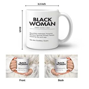 OGILRE Black Woman Definition Inspirational Quotes Girl Ceramic Double Side Printed Mug Cup,Modern African American Woman Art Coffee Milk Tea Mug Cup,Gifts For Black Girls Women - 11 oz