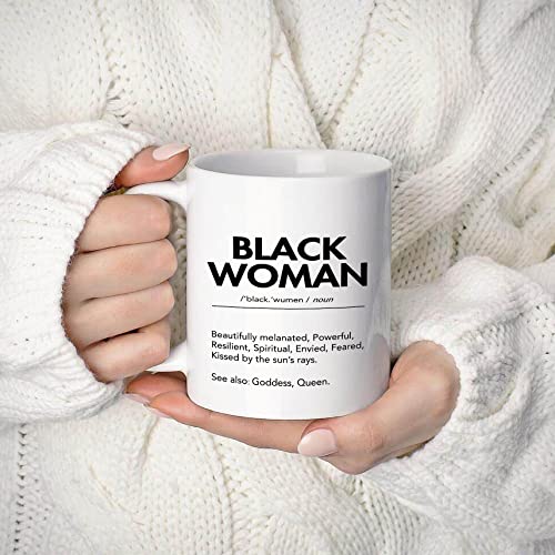 OGILRE Black Woman Definition Inspirational Quotes Girl Ceramic Double Side Printed Mug Cup,Modern African American Woman Art Coffee Milk Tea Mug Cup,Gifts For Black Girls Women - 11 oz