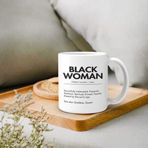 OGILRE Black Woman Definition Inspirational Quotes Girl Ceramic Double Side Printed Mug Cup,Modern African American Woman Art Coffee Milk Tea Mug Cup,Gifts For Black Girls Women - 11 oz