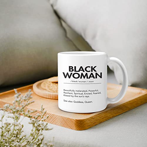 OGILRE Black Woman Definition Inspirational Quotes Girl Ceramic Double Side Printed Mug Cup,Modern African American Woman Art Coffee Milk Tea Mug Cup,Gifts For Black Girls Women - 11 oz