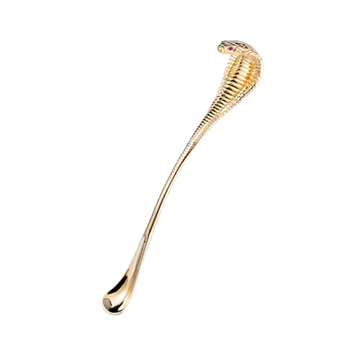 COPPERTIST.WU Coffee Spoons Cobra Mini Dessert Teaspoons for Bar Tableware Snake Soup Stirring Hanging Cup Scoop (Gold Vermeil)