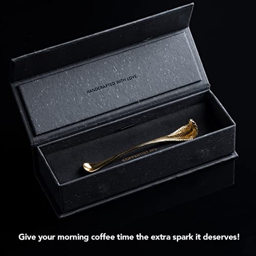 COPPERTIST.WU Coffee Spoons Cobra Mini Dessert Teaspoons for Bar Tableware Snake Soup Stirring Hanging Cup Scoop (Gold Vermeil)