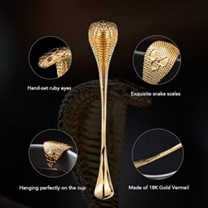 COPPERTIST.WU Coffee Spoons Cobra Mini Dessert Teaspoons for Bar Tableware Snake Soup Stirring Hanging Cup Scoop (Gold Vermeil)