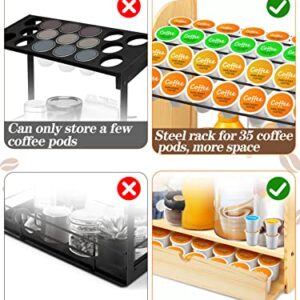 K Pod Holder - Pine Wood Coffee Essentials Organizer Station Compatible with K-Cups, Large Capacity Tea Bar Holder Coffee Accessories Storage for Home Office Kitchen Countertop