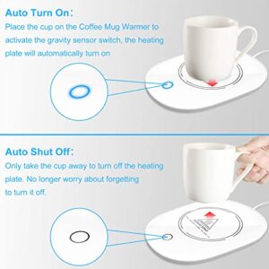 Evoio Coffee Mug Warmer, Coffee Cup Warmer with Automatic Shut Off, Coffee Warmer for Desk Office Home Use, Cup Warmer Plate for Coffee, Milk, Tea, Water, New Year Birthday Gift, White