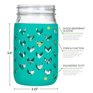 JarJackets Silicone Mason Jar Sleeve - Fits 32oz (1 quart) WIDE-Mouth Jars … (1, Lagoon)