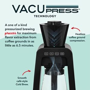 DASH Rapid Cold Brew Maker with VacuPress™ Technology with Glass Carafe for 40 Ounces of Instant Fresh Cold Brew Coffee or Iced Tea