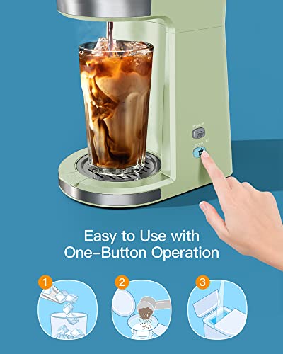 Famiworths Iced Coffee Maker, Hot and Cold Coffee Maker Single Serve for K Cup and Ground, with Descaling Reminder and Self Cleaning, Iced Coffee Machine for Home, Office and RV, Green