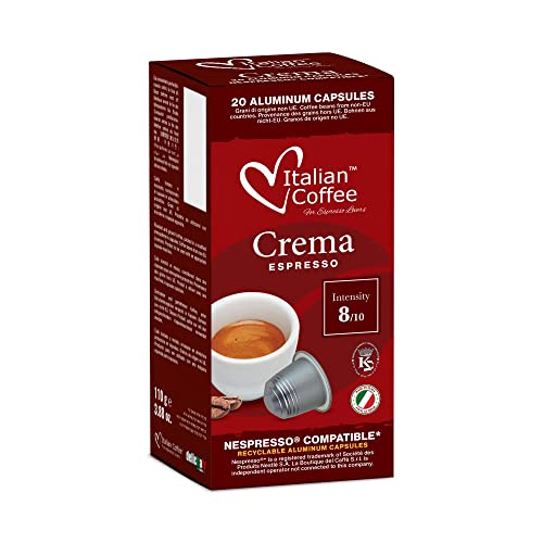 Italian Coffee pods compatible with Nespresso original machines, Italian Expresso capsules (100 Crema Aluminum Pods, 100 Count (Pack of 1))