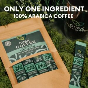 Cusa Tea & Coffee | Premium Instant 100% Arabica Decaf | Rainforest Alliance Certified Arabica Beans | Hot or Cold Brew Drink Mix Packets (30 Single Servings)