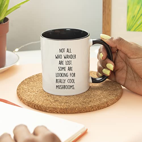 YouNique Designs Mushroom Mug, 11 Ounces, Mushroom Cup, Mushroom Tea Cup, Mushroom Coffee Cup, Mushroom Cups, Mushroom Coffee Mug, Mushroom Tea Mug (Black Handle)