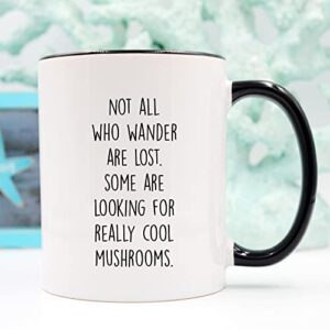 YouNique Designs Mushroom Mug, 11 Ounces, Mushroom Cup, Mushroom Tea Cup, Mushroom Coffee Cup, Mushroom Cups, Mushroom Coffee Mug, Mushroom Tea Mug (Black Handle)