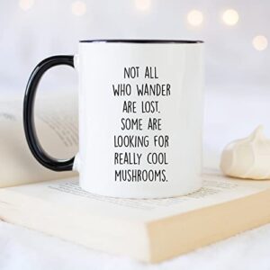 YouNique Designs Mushroom Mug, 11 Ounces, Mushroom Cup, Mushroom Tea Cup, Mushroom Coffee Cup, Mushroom Cups, Mushroom Coffee Mug, Mushroom Tea Mug (Black Handle)