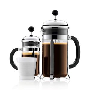 Bodum Chambord French Press Coffee and Tea Maker, 12 Ounce, Chrome & 1928-16US4 Chambord French Press Coffee Maker, 1 Liter, 34 Ounce, Chrome