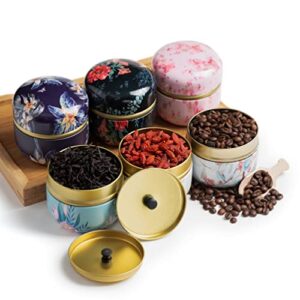 Tea Storage Container Tea tins WEMEGA Tea coffee Container capacity 10oz Candy Chocolate Sugar Spices Herbs and Spices Perfect For Keeping Dry and Storing Loose Tea Leaves 6pack