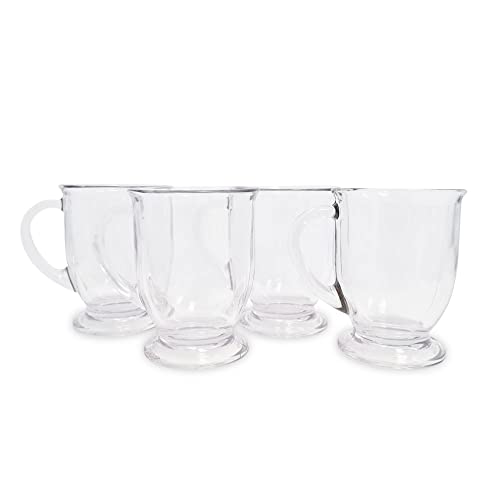 SEDLAV Glasses Espresso Mugs, Clear Glass Cup for Coffee 16 Ounce Mug Set, Coffee Mug Warm Beverage Mugs Set, Coffee Cups with Handle, Beverage Glasses Heat Resistant for Cappuccino, Tea, Latte (4)