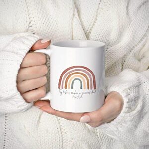 OGILRE Inspirational Maya Angelou Quote Try To Be A Rainbow In Someone's Cloud Ceramic Double Side Printed Mug Cup,Boho Neutral Rainbow Coffee Milk Tea Mug Cup,Gifts For Girls Women Sister Mom - 11 oz