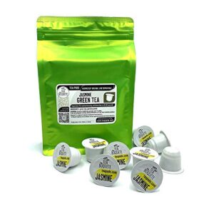 18 jasmine green tea pods nespresso originalline compatible, tea capsules for coffee brewers