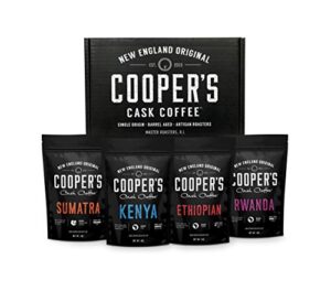 gourmet coffee sampler gift box set | coffee 4 bags | 1lb total | sumatra dark, kenya aa medium-dark, rwanda medium, natural ethiopian medium-light, 1lb total (ground)